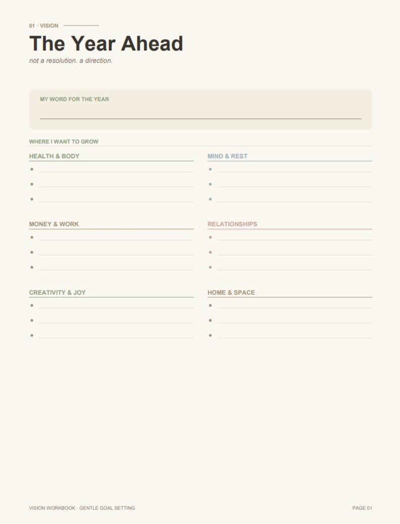 Goal Setting Workbook Printable, Vision Board PDF, Year Planner ...