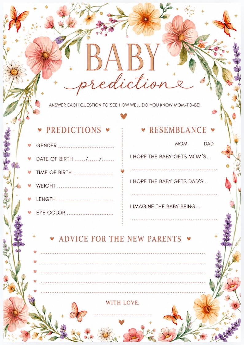 Baby in Bloom Welcome Sign, Wildflower Baby Shower Template (instant ...