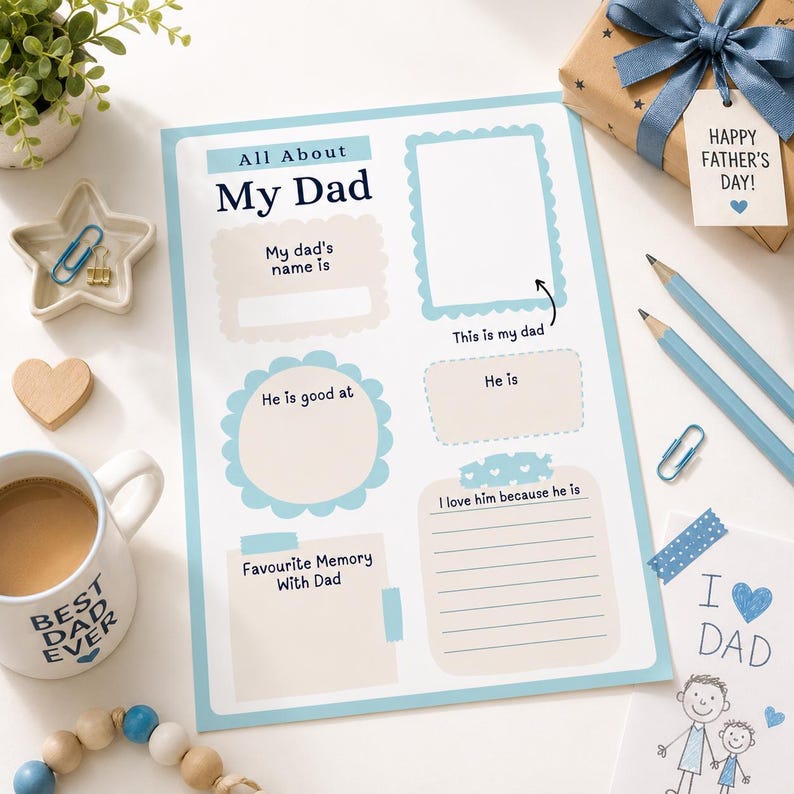 All About My Dad Printable Father’s Day Interview | Kids Activity Page ...