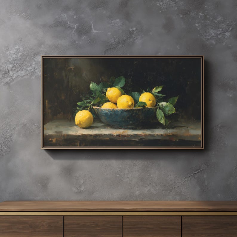 Vintage Lemon Still Life Oil Painting, 19th Century Impasto Art ...