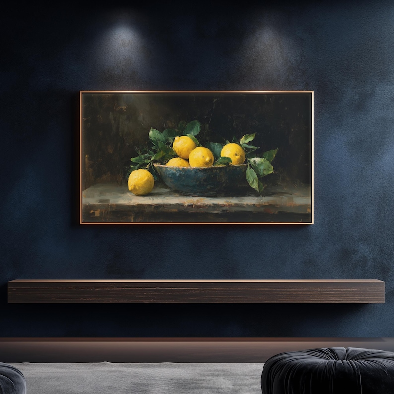 Vintage Lemon Still Life Oil Painting, 19th Century Impasto Art ...