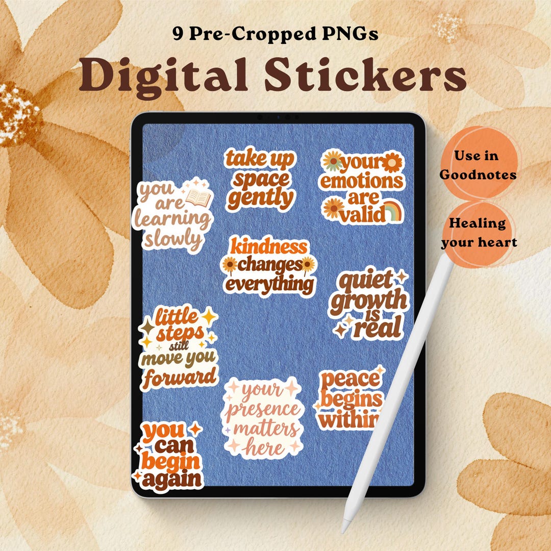 Retro Affirmation Stickers | Mental Health, Self Care Digital Pngs ...