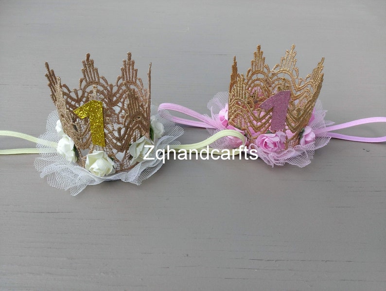 First Birthday Crown Cursive ONE Mini Sienna Rose Gold Lace - Etsy