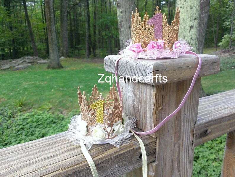 First Birthday Crown Cursive ONE Mini Sienna Rose Gold Lace - Etsy