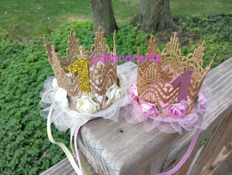 First Birthday Crown Cursive ONE Mini Sienna Rose Gold Lace - Etsy