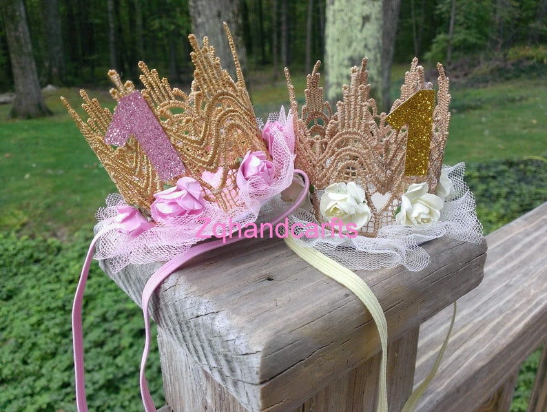 First Birthday Crown Cursive ONE Mini Sienna Rose Gold Lace - Etsy