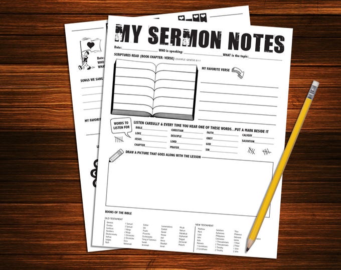Children's Sermon Notes. PDF Printable. Worksheet. Scripture. Lesson ...