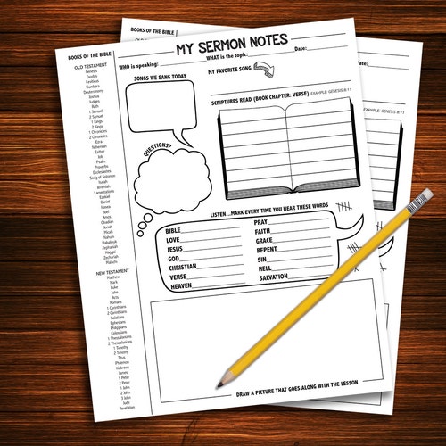 Sermon Notes for Kids. Preschool. PDF Printable. Instant | Etsy
