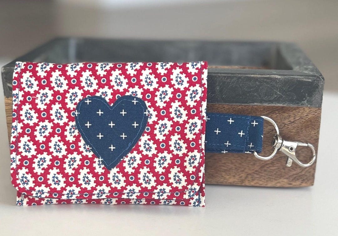 Mini ID Wallet With Swivel Hook, Graduation Gift, Heart Motifs, Debit ...