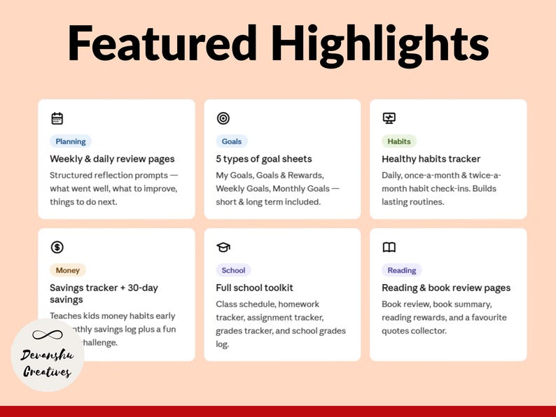 ADHD Kids Planner: Undated Daily, Weekly, Monthly Schedule Tracker ...