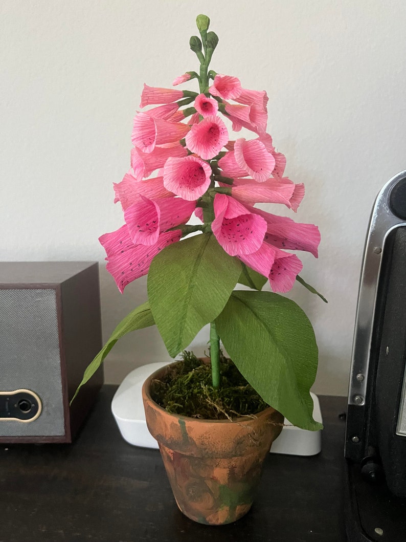 Foxglove Paper Flower Arrangement With A Vase home Decor coffee Table