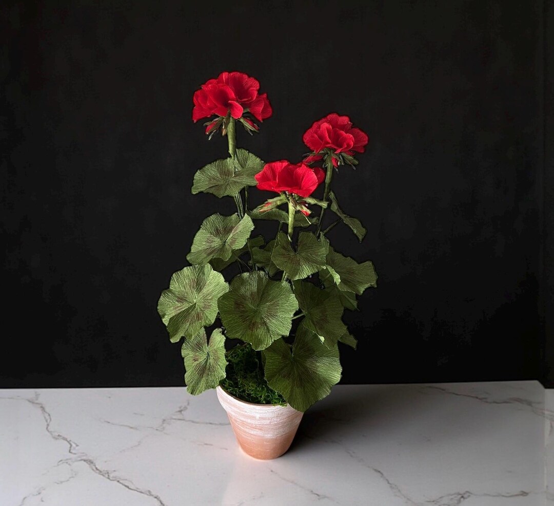 Handmade Paper Geranium Plant: Red Floral Home Decor - Etsy