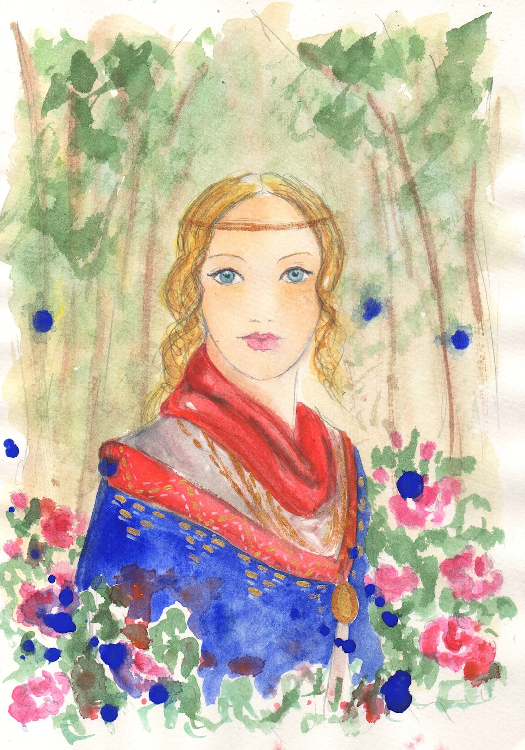 The Rose of Turaida a Latvian Legend Original Watercolour - Etsy