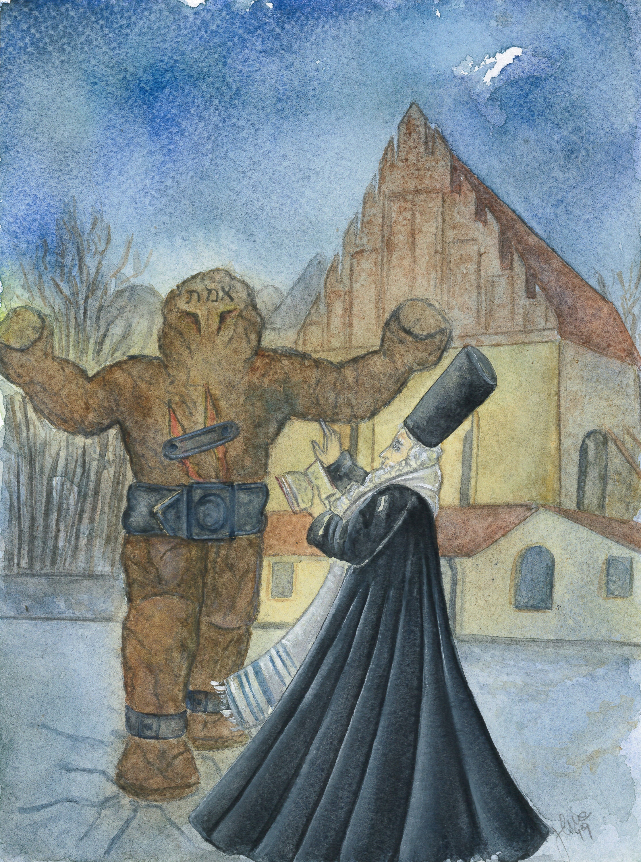 La acuarela original del Golem de Praga - Etsy España