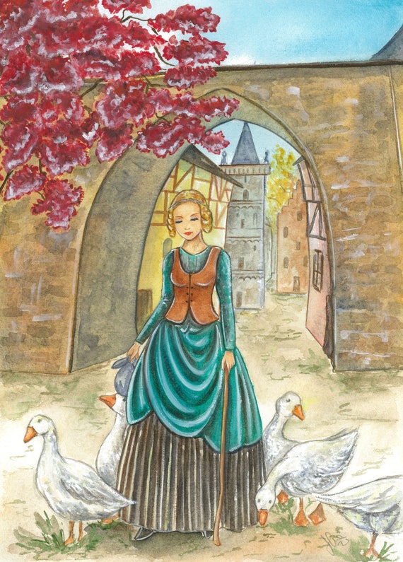 The Goose Girl Original Watercolour - Etsy