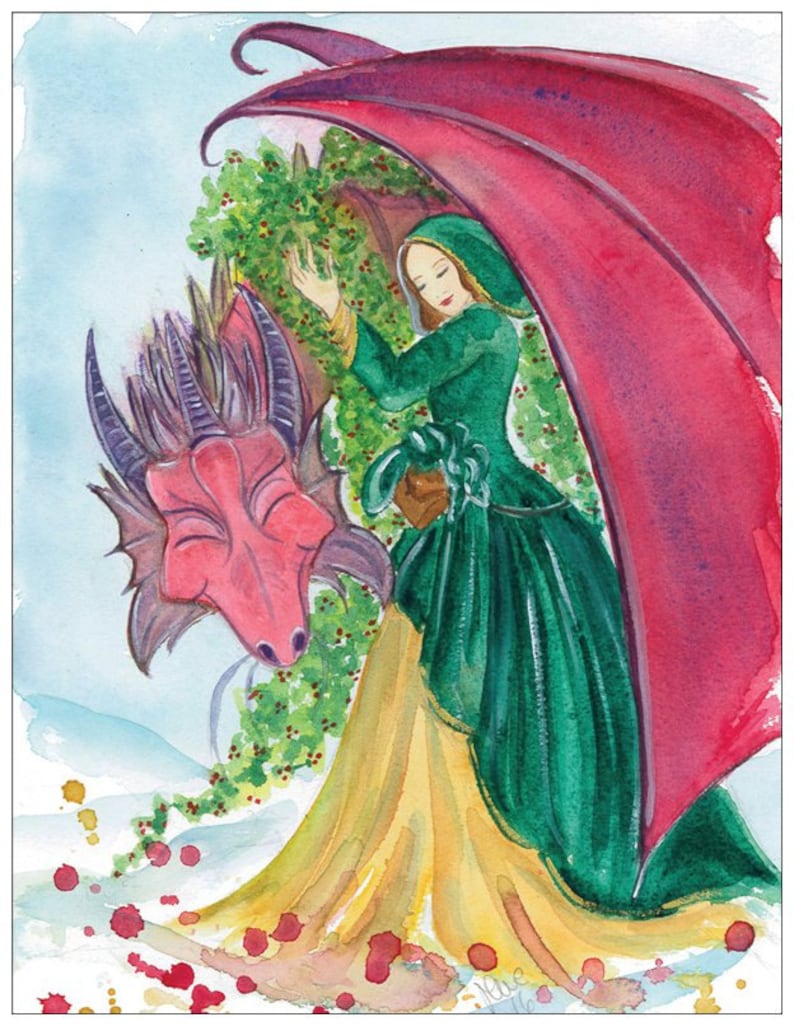 Yule Dragon Original Watercolour - Etsy