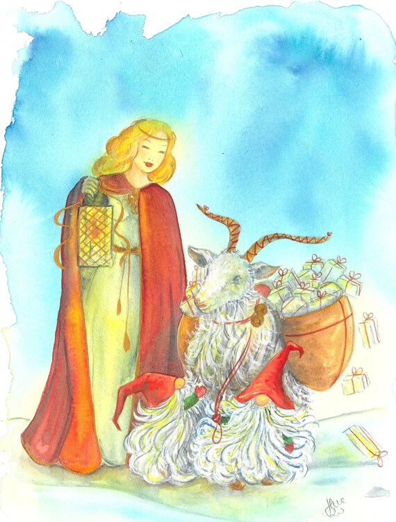Yule Goat Original Watercolour | Etsy
