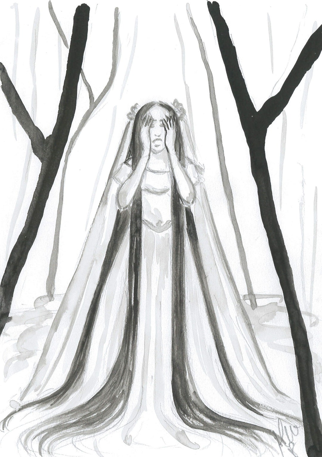 Llorona- Original Ink Painting - Etsy
