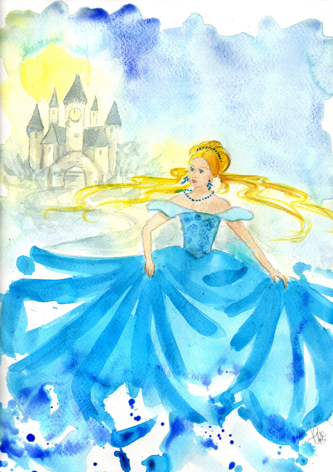 Cinderella Original Watercolour - Etsy