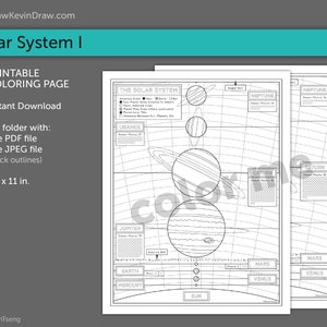 Solar System I / Coloring Page / Digital, Printable, PDF, JPEG ...
