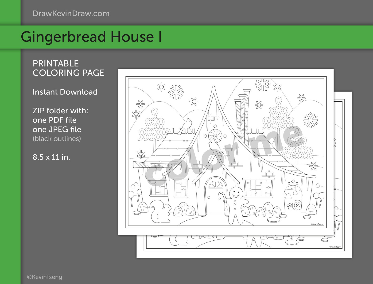 Gingerbread House I / Coloring Page / Digital, Printable, PDF, JPEG ...