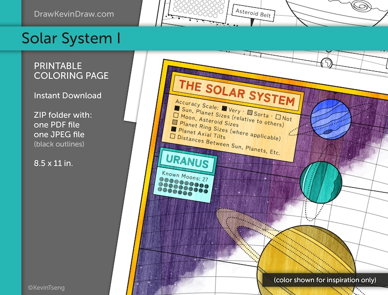 Solar System I / Coloring Page / Digital, Printable, PDF, JPEG ...