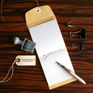 Handmade Mini Notebook: Button & String Envelope Pocket Travel ...