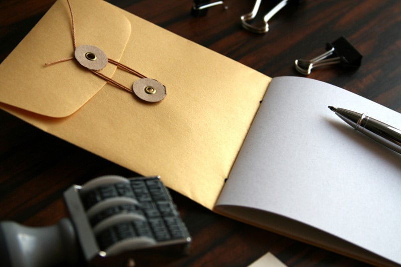 Handmade Mini Notebook: Button & String Envelope Pocket Travel ...