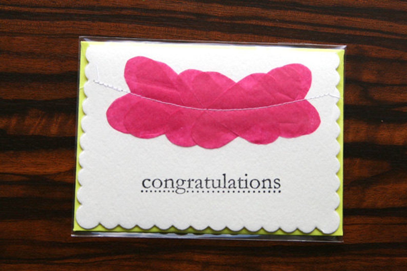 Handmade Congratulations Card (blank Card) Wispy Hot Pink Fuchsia Hearts Flutter Design - Etsy