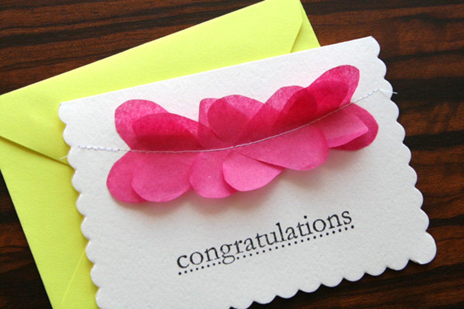 Handmade Congratulations Card (blank Card) Wispy Hot Pink Fuchsia ...