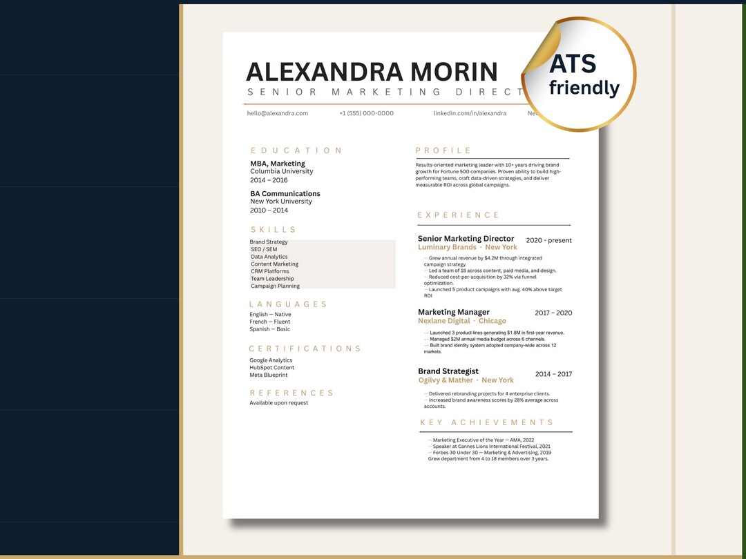 Ats Resume Template, Google Docs Resume Template,canva Resume Template ...