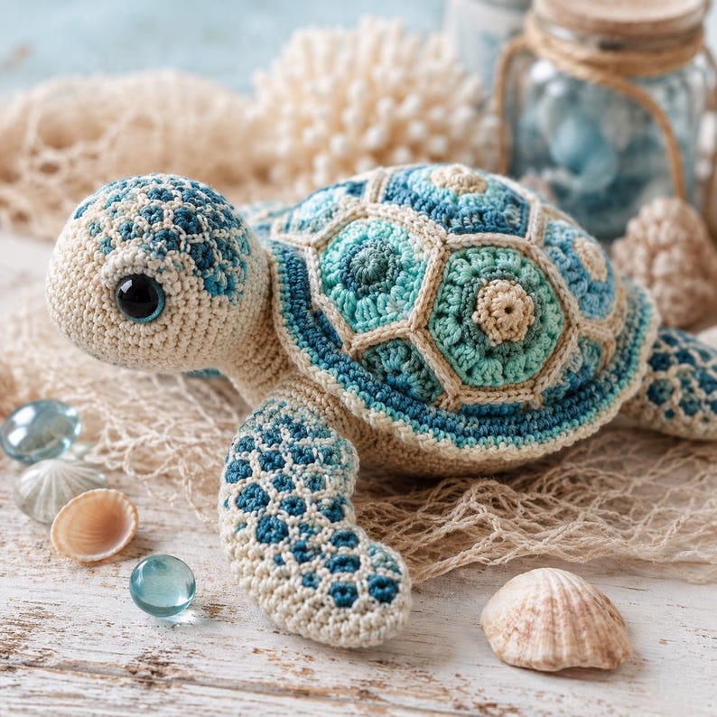 Sea Turtle Crochet Pattern PDF | Granny Square Amigurumi | Coastal ...