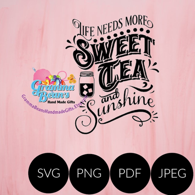 Sweet Tea and Sunshine SVG Pdf Png and Jpeg | Etsy