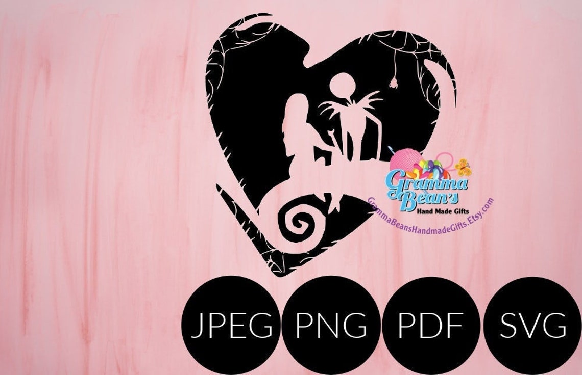 Jack and Sally Heart SVG Pdf Png and Jpeg - Etsy