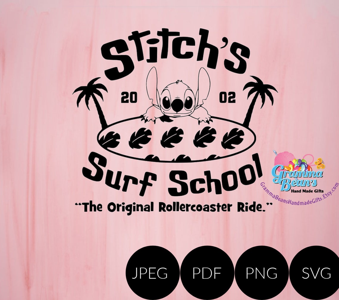 Stitch's Surf School SVG Pdf Png and Jpeg | Etsy