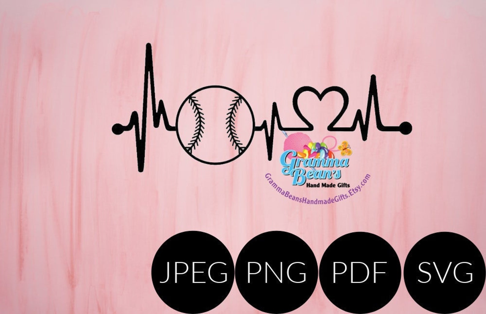 Baseball Heartbeat SVG Pdf Png and Jpeg - Etsy