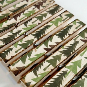 Pine Tree Decoupage Themed Clothespins Set of 10 Pine Forest Cabin ...