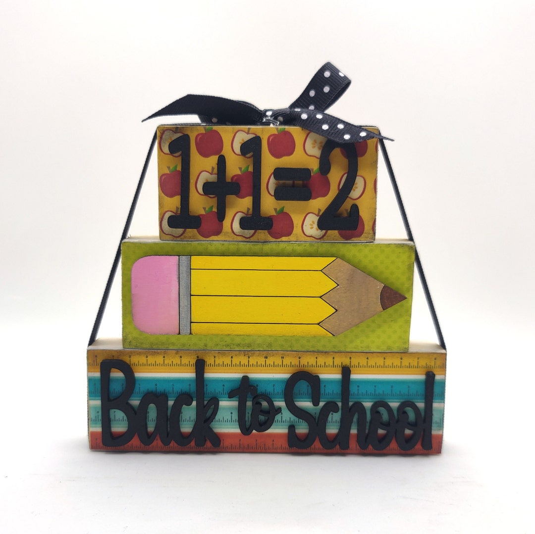 Back to School Blocks - Stacked Word Block - Small Sign- Shelf Sitter ...