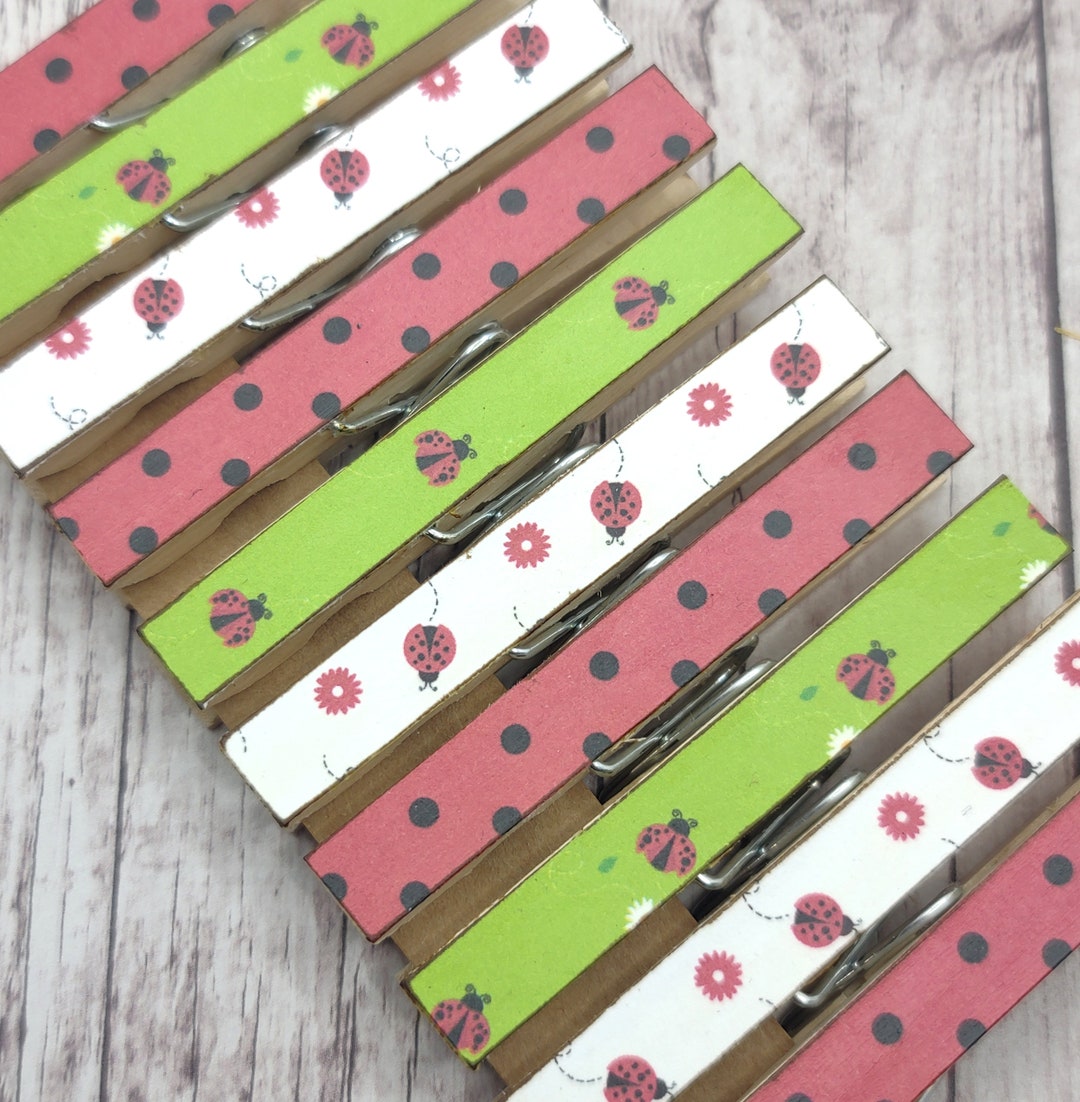 NEW Ladybug Print Decor Clothespins Set of 10 Decoupage Clothespins - Etsy