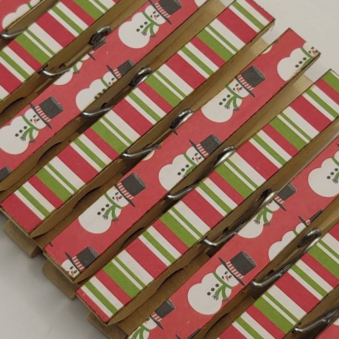 Christmas Clothespins Decoupage Clothes Pins Set of 10 - Red Green ...
