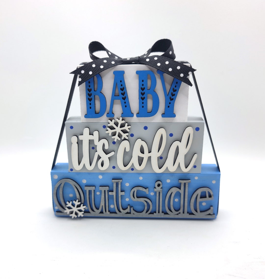 Winter Wood Blocks - Baby It's Cold - Word Stacker Blocks- Mantle ...