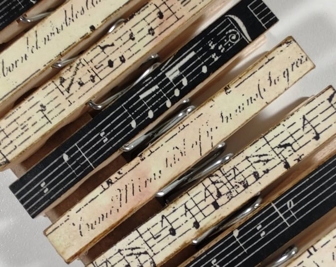 Black & Cream Music Note Themed Decoupage Clothespins Set of 10 - Etsy
