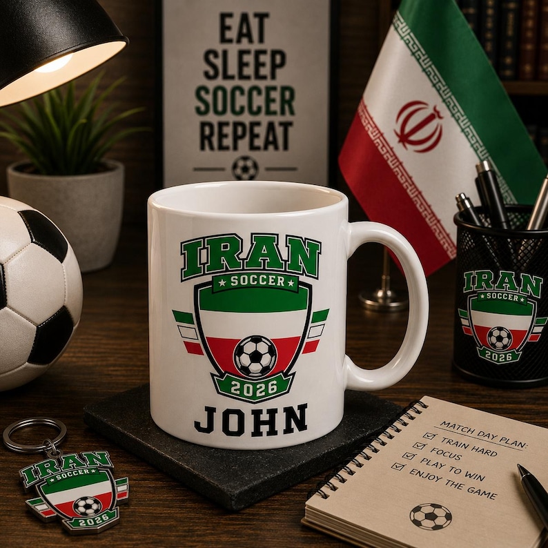 Personalized Iran Soccer Mug, Custom Name Football Coffee Cup, Iran Fan ...