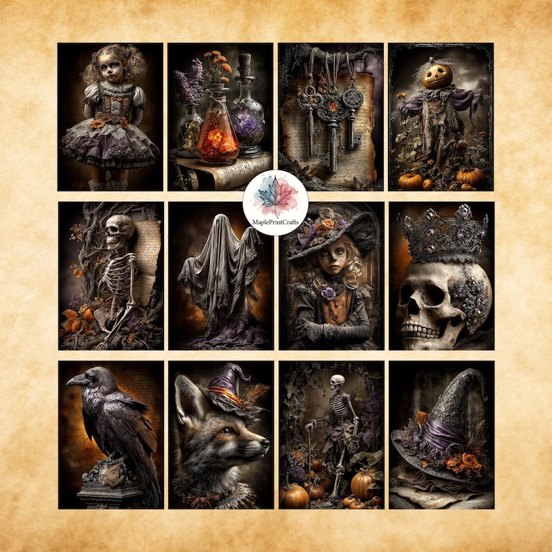 Spooky Halloween Junk Journal Kit 200 Pages Vintage Gothic Pumpkin ...