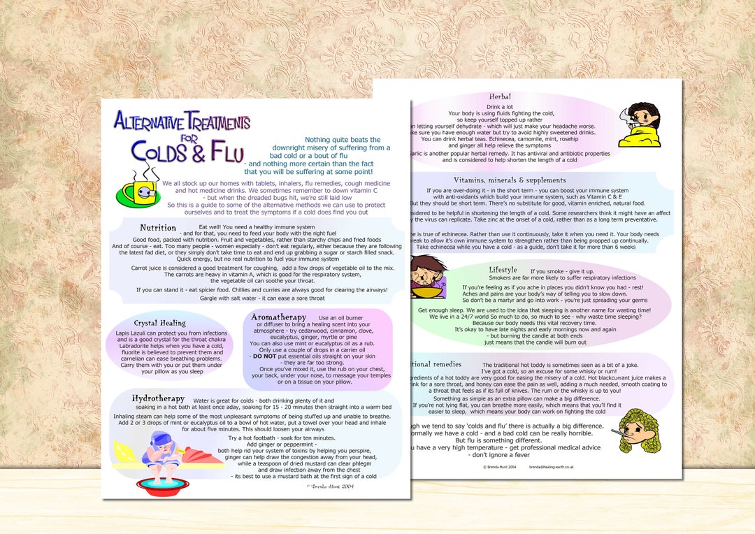 Natural Healing Chart for Colds & Flu Unique Core Information Chart ...