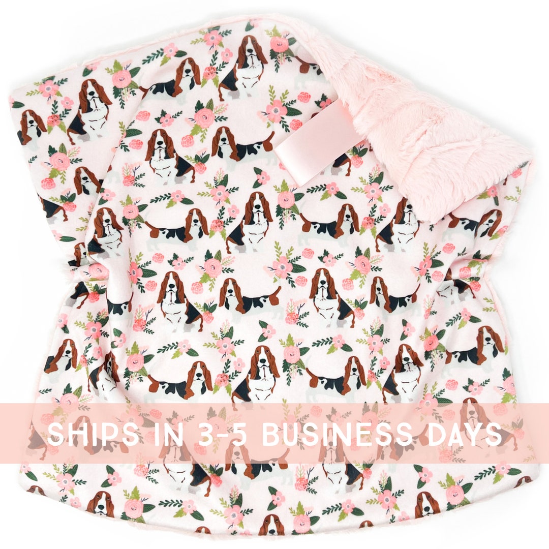 Lovey: Pink Floral Basset Hounds. Basset Hound Lovey. Basset Hound ...