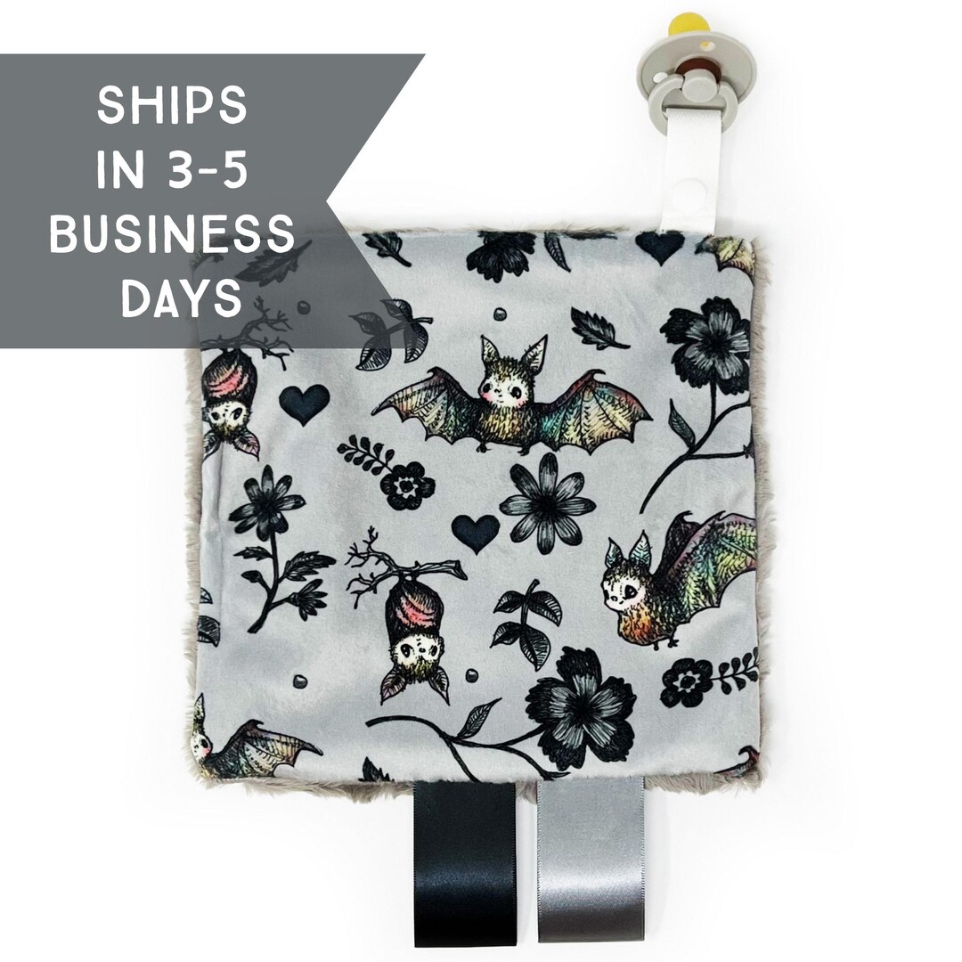 Paci Keeper, Crinkle, or Mini Lovey: Cute Little Gray Bats. Pacifier ...