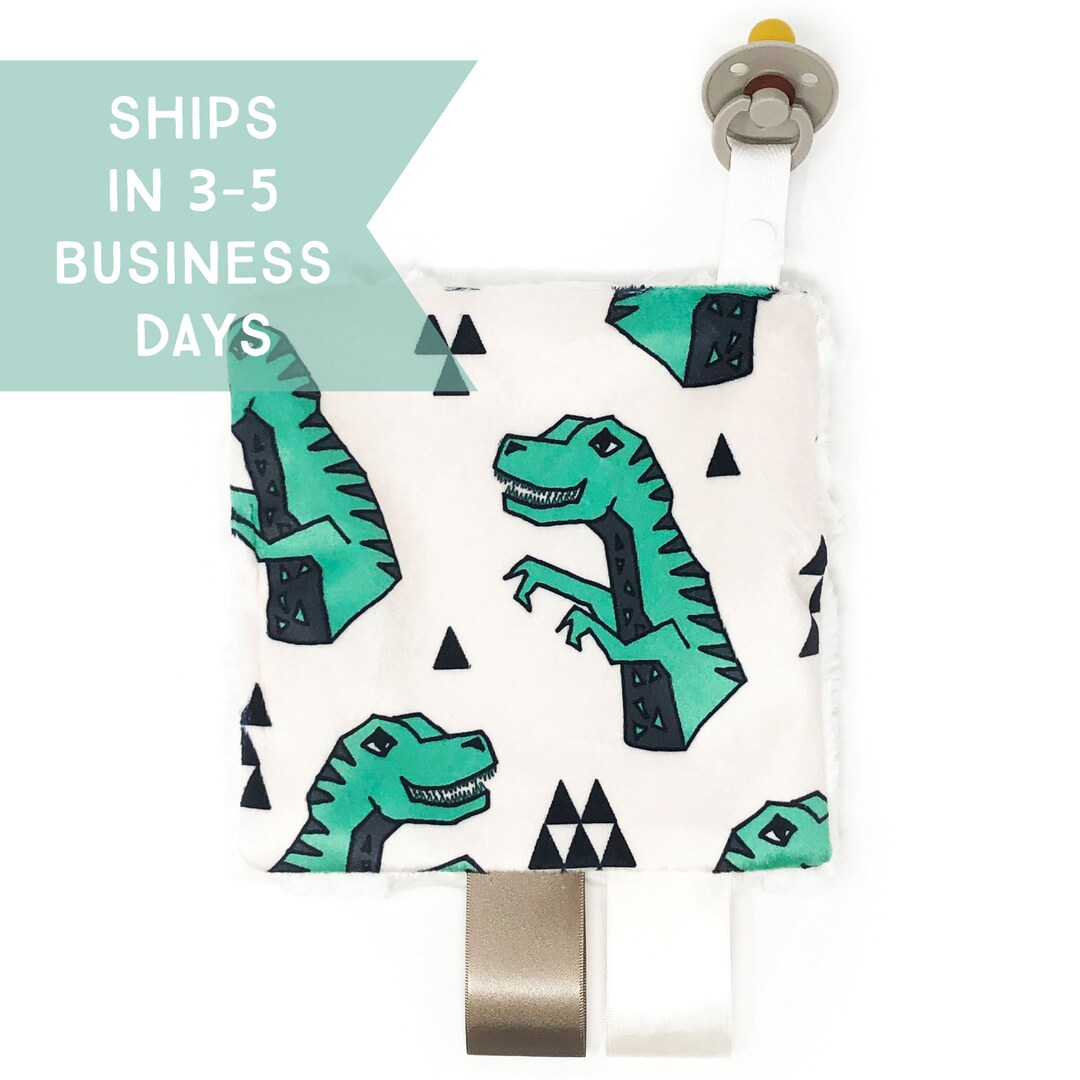 Paci Keeper, Crinkle, or Mini Lovey: Green T-Rex. Pacifier Holder. Paci ...