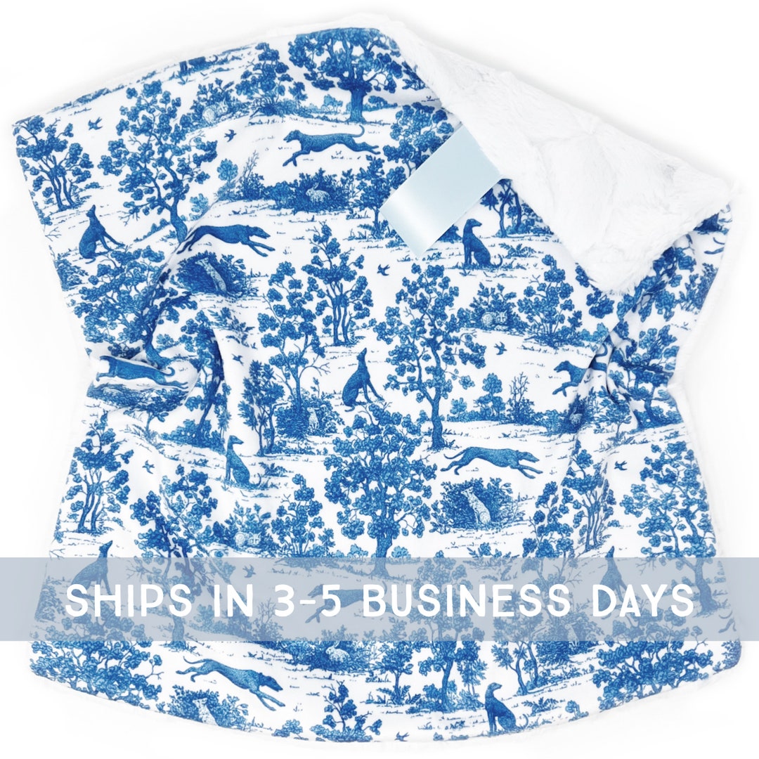 Lovey: Blue Greyhound Toile. Baby Blanket. Greyhound Baby Gift ...