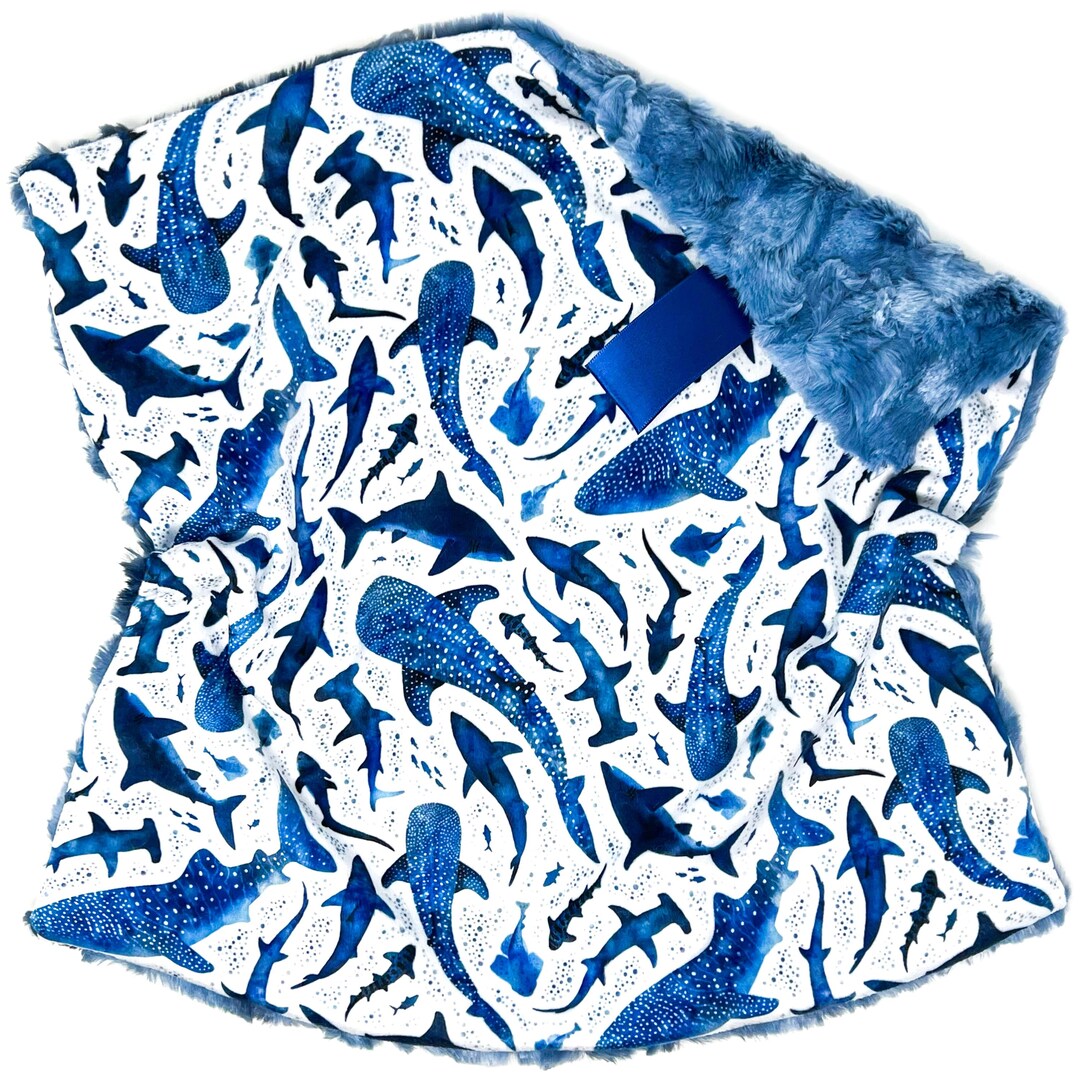 Lovey: Monochrome Blue Watercolor Shark Ocean. Boy. Navy. Indigo ...